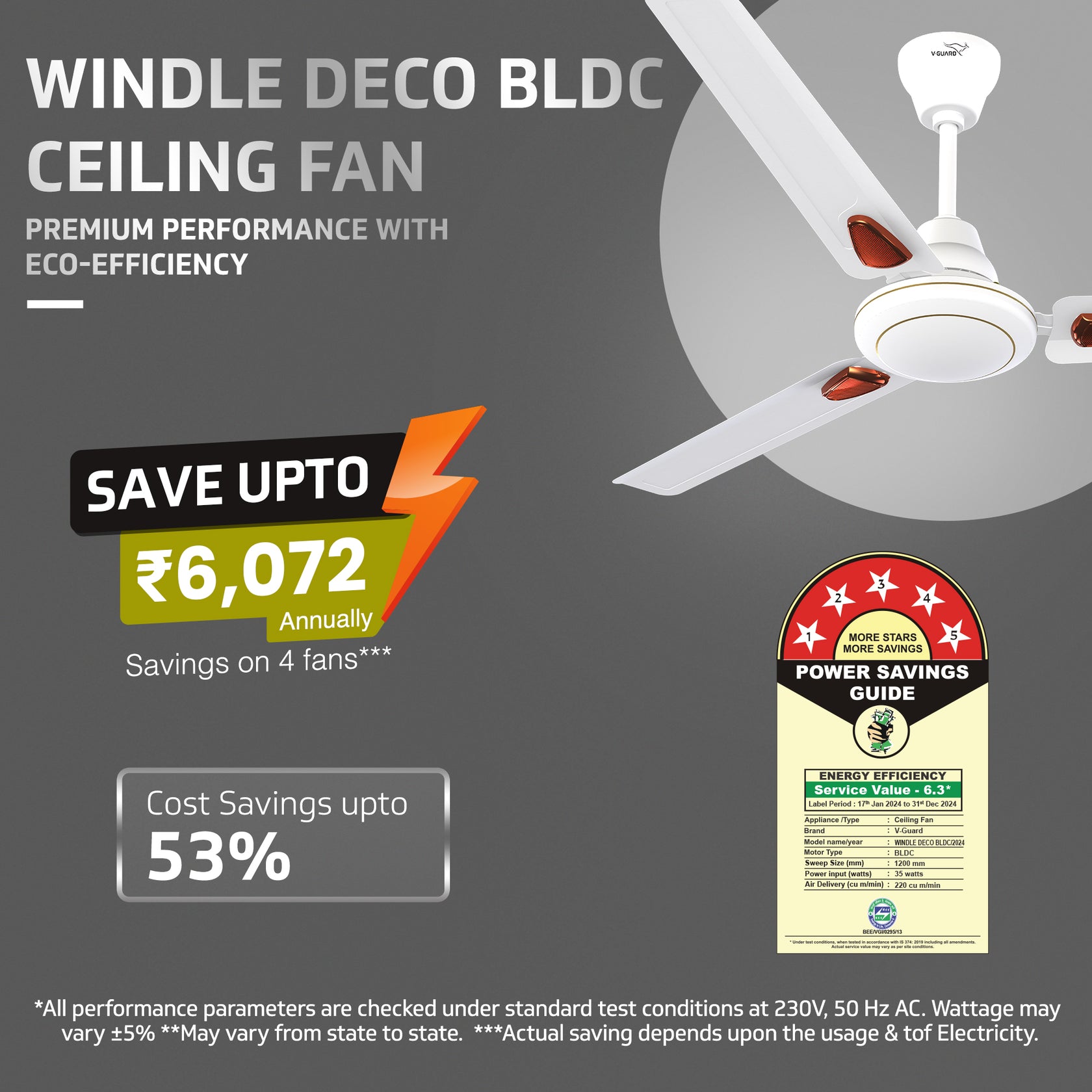 V-Guard Industries Limited Windle Deco BLDC Ceiling fan with Remote, 1. ...
