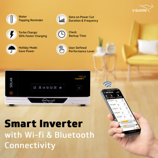 V-Guard Industries Limited Smart Pro 1200 s Pure Sine Wave 1000VA IoT Solar Inverter for Home, Of